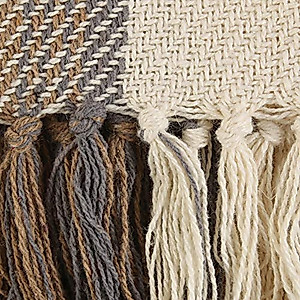 DII Farmhouse Woven Throw, 50x60 with 3" Fringe, Stone, 1 Piece