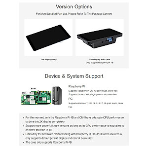 waveshare 5.5inch 2K Capacitive Touch LCD Display Compatible with Raspberry Pi 5/4B/3B+/Pi 3B/Zero 2w/Zero w and CM4 Supports Windows 11/10/8.1/8/7