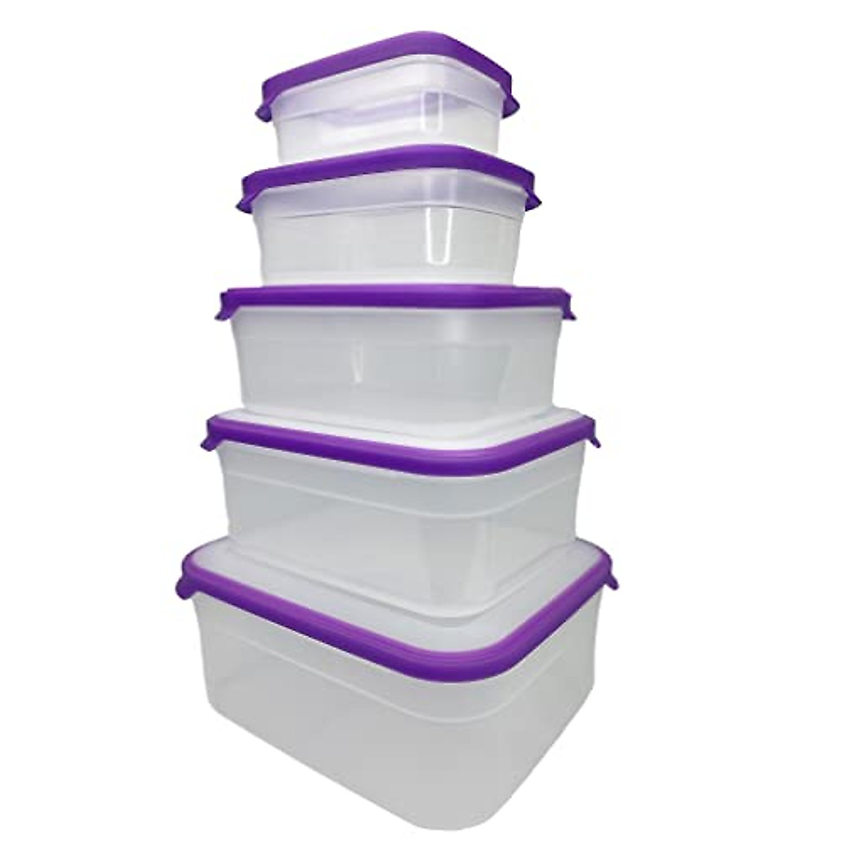 HELSIM Purple 10-Piece Containers Set with Lids for Storage, Lunch, and Meal Prep, Dishwasher & Microwave Safe