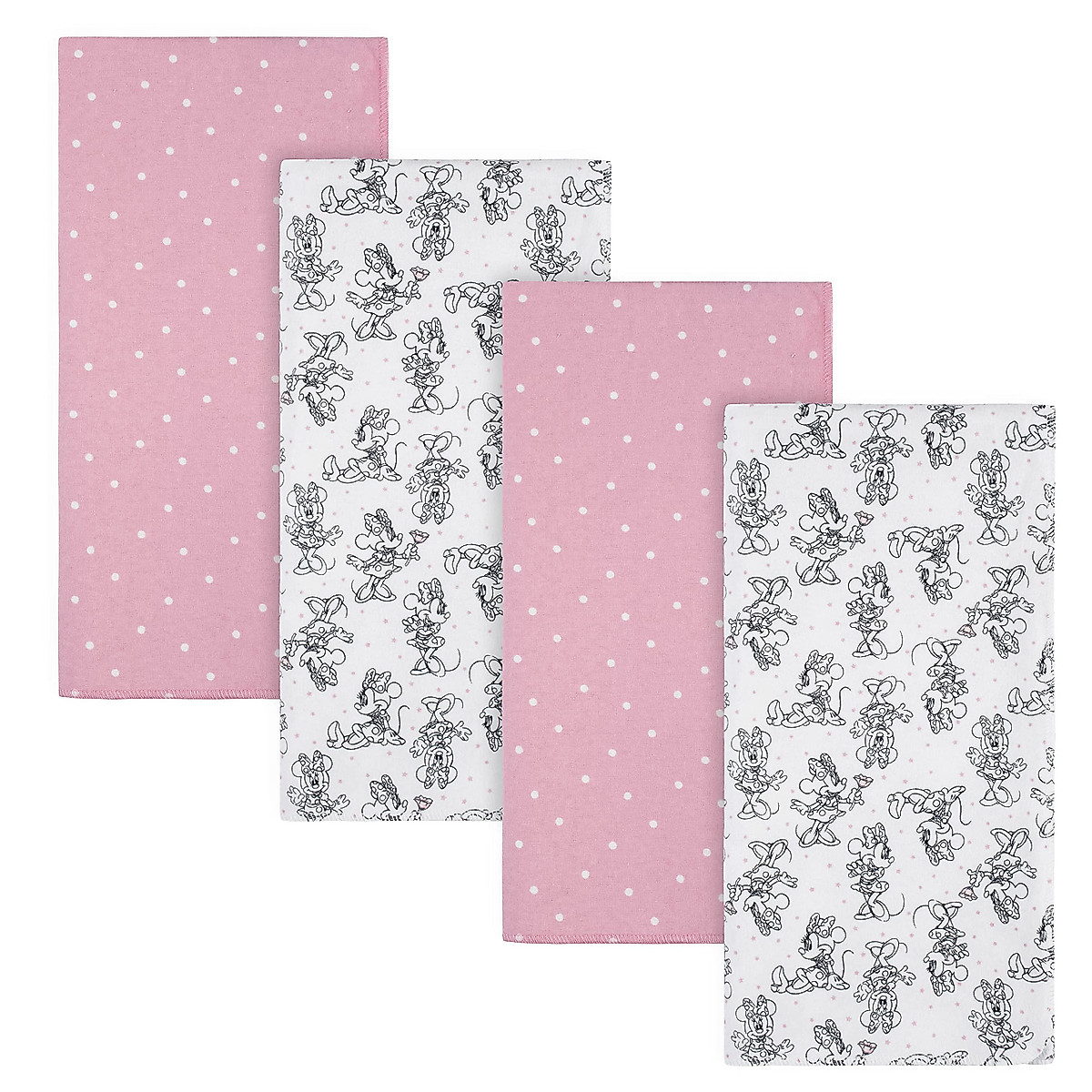 4-Pack Baby Girls Minnie Mouse Flannel Receiving Blankets