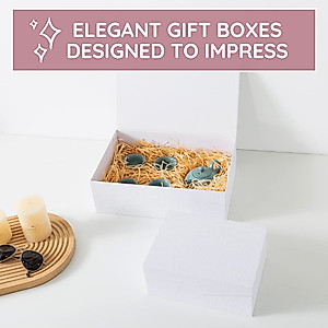 Soul & Lane Magnetic Gift Boxes with Lids (White and Gold, Pack of 2): Bridesmaid Gifts Cartons, Nesting Cardboard Christmas Boxes for Gifts, Stacking Mache Customizable Containers for Presents