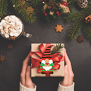 20 Pieces Christmas Wooden Gnome Hanging Ornaments Unfinished Wood Cutouts Slices Elf Wooden Decoration with Rope Christmas DIY Craft Making Painting