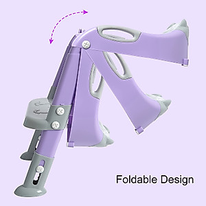 Potty Training Seat Ladder Girls,Toddlers Potty Training Toilet Seat Boys,Kids Potty Seat Potty Chair with Step Stool Fedicelly（Gray/Purple）