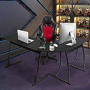 CHADIOR L Shaped Corner Computer Gaming Desk 58" L x 44" W Modern Workstation Table for Small Space Home Office, Black