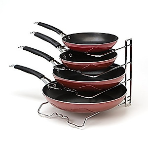 Seville Classics 4-Tier Pan & Pot Lid Rack Kitchen Counter and Cabinet Organizer, 2 Pack Chrome