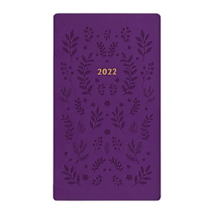 Letts of London Woodland Medium Pocket week to view 2022 diary - purple, (22-082175)