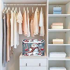 senya Christmas Baskets Collapsible Storage Bins with Lids, Christmas Snowman Candy Storage Boxes Clothes Baskets for Organizing