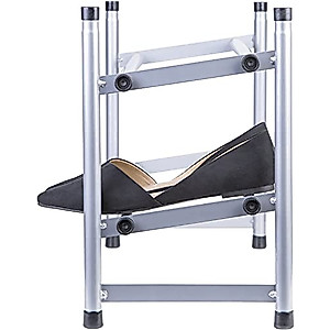 J&V TEXTILES Telescoping Stackable/Expandable Free Standing Shoe Rack, 2-Tier Holds Up To 10-Pair (Silver)