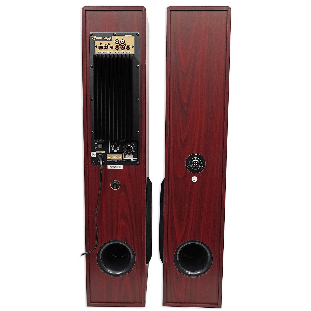Rockville TM80C Cherry Powered Home Theater Tower Speakers 8" Sub/Bluetooth/USB