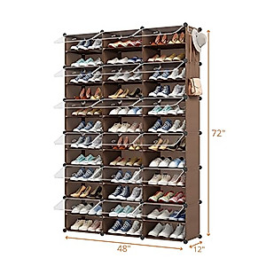 MAGINELS 72-Pair Shoe Rack Organizer Expandable Free Standing Stackable Space Saving Storage Cabinet for Entryway, Hallway and Closet, Brown