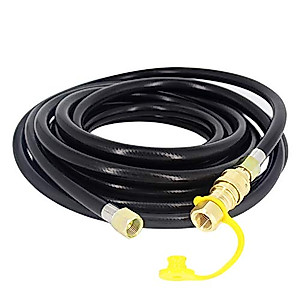 MCAMPAS 20FT Propane Hose Assembly with 3/8 Inch Natural Gas Quick Connect Fittings for Gas Grill, Griddle, Fire Pit, Heater.Included 3/8" Quick Disconnect Plug x Both 3/8" Male Pipe Thread