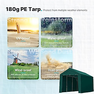 ADVANCE OUTDOOR 12x20 ft Heavy Duty Carport with Sidewalls and Doors, Adjustable Height from 9.5 ft to 11 ft, Car Canopy Garage Party Tent Boat Shelter with 8 Reinforced Poles and 4 Sandbags, Green