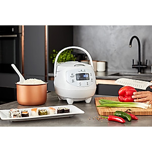 Yum Asia Panda Mini Rice Cooker With Ninja Ceramic Bowl and Advanced Fuzzy Logic (3.5 cup, 0.63 litre) 4 Rice Cooking Functions, 4 Multicooker functions, Digital LED display - 120V