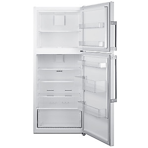Summit Appliance FF1515W 28" Wide Top Mount Refrigerator-Freezer, Interior LED Lighting, Digital Temperature Control, 13.63 cu.ft Capacity, Frost-free, Open Door Alarm, White Exterior