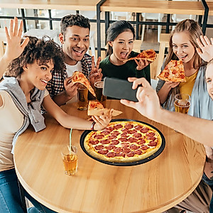 Pizza Pan Round Pizza board With Holes 12.5 inch Carbon Steel Pizza Baking Pan Non-Stick Cake Pizza Crisper Tray Tool Stand for Home Kitchen Oven Dishwasher Restaurant Hotel Handmade Pizza Bakeware