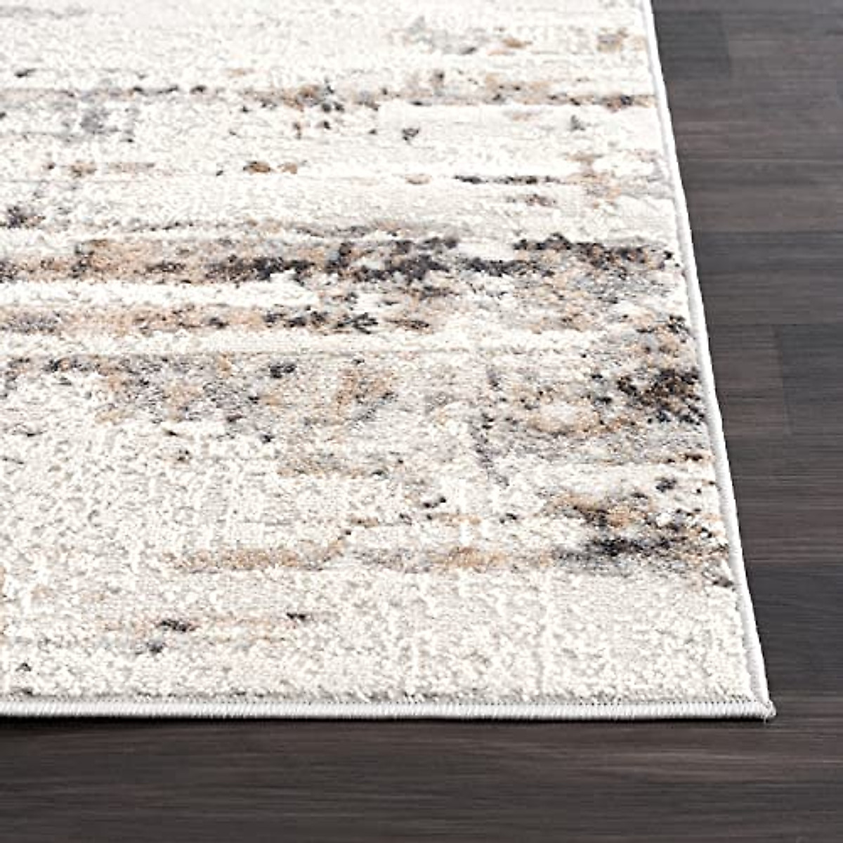 Abani Neutral Beige Rugs 6' x 9' Contemporary Linear Print Bedroom Rug - Modern Brushed Design No-Shedding Premium Area Rug