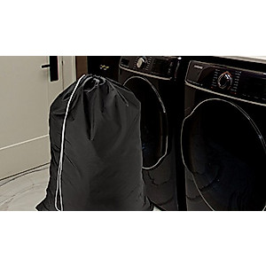 Nylon Laundry Bag - Locking Drawstring Closure and Machine Washable. These Large Bags Will Fit a Laundry Basket or Hamper and Strong Enough to Carry up to Three Loads of Clothes. (Black | 2-Pack)