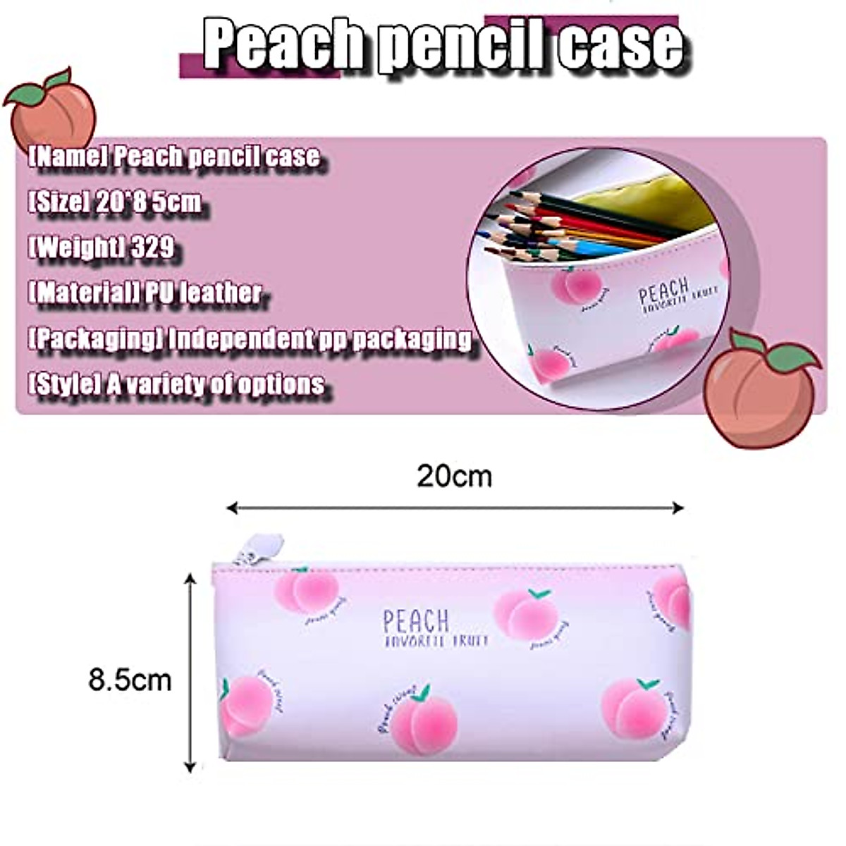 Fabric Pencil Pouch For Girls Pencil Bags With Zipper For Cute School Large Pencil Case ，For Women Teens Girls Adults Student Big Capacity Grid Pencil Case For Teen Girls (A-Peach pencil case)