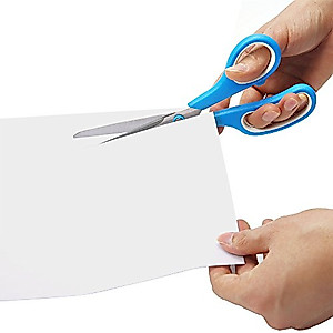 CCR Scissors 8 Inch Soft Comfort-Grip Handles Sharp Blades, 12-Pack