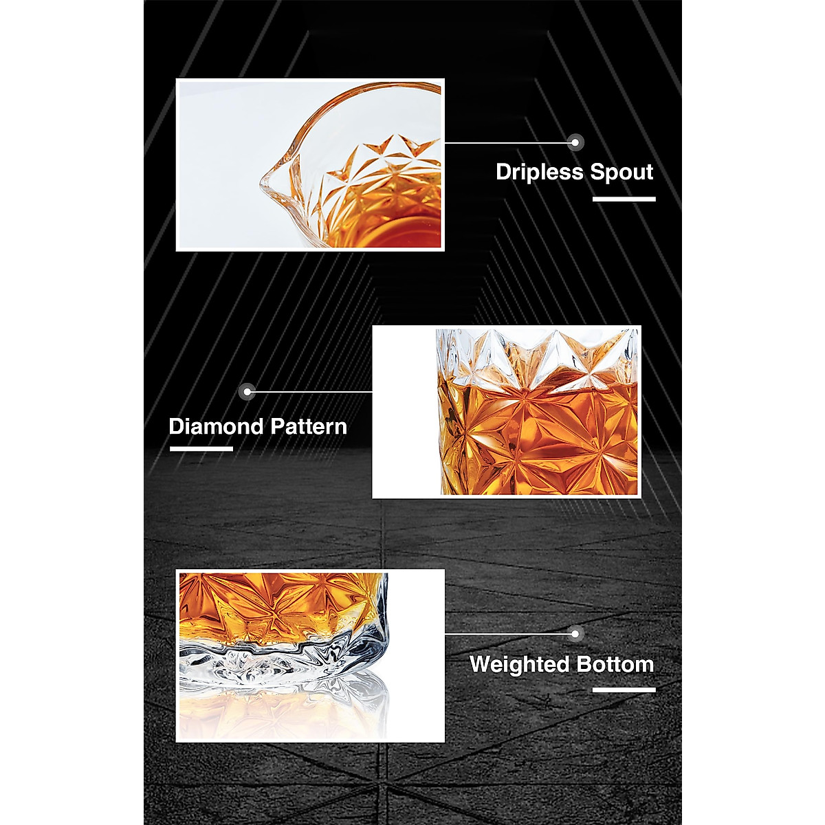 KITESSENSU Cocktail Mmixing Glass 24oz 710ml - Crystal Bartender Accessories Glass Beaker to Mix & Stir Cocktails - Thick and Sturdy Bottom - Premium Seamless Design