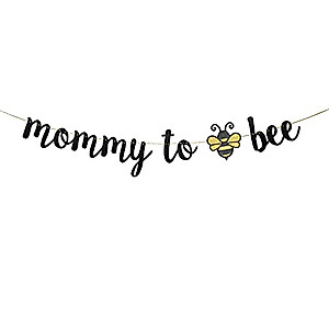 Mommy to Bee Banner,Bumble Bee Boy Girl Baby Shower Gender Reveal Party Decoration(black).
