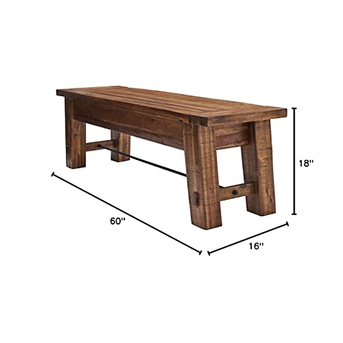 Alaterre Furniture Durango 60" L Wood Entryway/Dining Bench