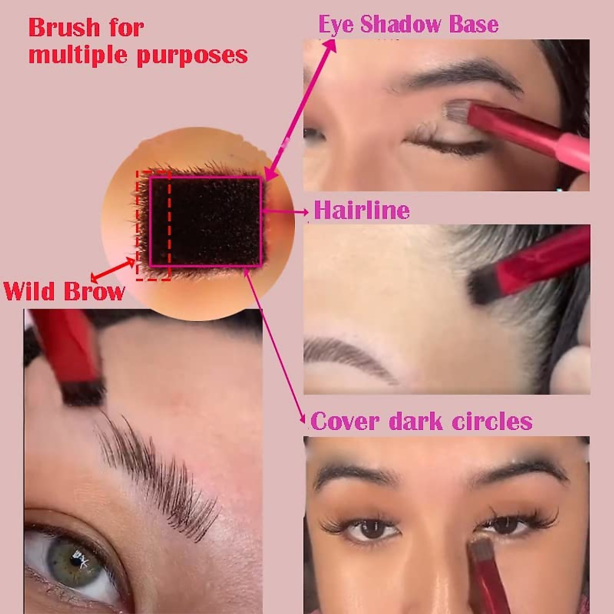 Eyebrow Brush, Multi Function Eyebrow Brush, Smooth Canvas Concealer Brush, Square Eyebrow Brush, Eyebrow Brush Square Ultra Thin Angled Eyebrow Brush (Color : 2 Packs)