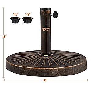Yaheetech 26.5lbs Outdoor Patio Umbrella Base Round All Weather Umbrella Stand for Patio, Deck & Garden, Bronze
