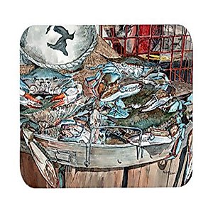 Caroline's Treasures 8961LCB Basket Full of Blue Crabs Glass Cutting Board Large Decorative Tempered Glass Kitchen Cutting and Serving Board Large Size Chopping Board