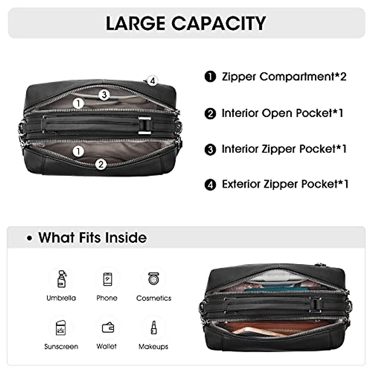 Kattee Genuine Leather Handbag Purse for Women Fashion Ladies Designer Shoulder Bag Mini Size Adjustable Straps