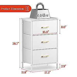 YILQQPER Nightstands Set of 2, Dresser for Bedroom Night Stand Sets Fabric Kids White Dresser for Closet Organizer, Nursery, Dorm with 3 Leather Finish Drawers, Glacier White
