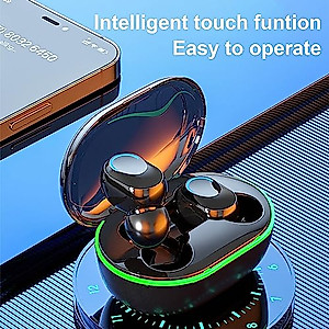 Qiopertar Wireless Earbuds Bluetooth 5.3 in Ear Light-Weight Headphones Built-in Microphone IPX4 Waterproof Immersive Premium Sound Headset with Charging Case Black