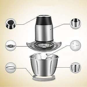 DNATS Metal Meat Grinder-Food Chopper, Electric Meat Grinder 2L Stainless Steel Food Processor for Baby Food, Meat, Vegetables， Stainless Steel Bowl