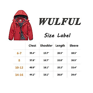WULFUL Boy's Waterproof Ski Jacket Warm Fleece Hooded Windproof Winter Snow Coat