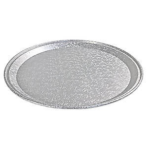 12" Round Flat Aluminum Foil Catering Tray w/Dome Lid - Disposable Cater Serving Pan (Pack of 10 Sets)