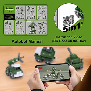 FXIZON STEM Take Apart Robot Construction Toys for Boys, 5 in 1 Military Vehicles Transform Toys Robot for Kids 3-5, Construction Building Truck Toys Gift for Toddlers Kids Boys Girls Ages 4-8