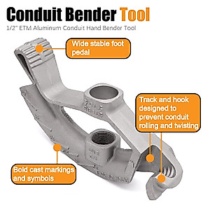 Fuzbaxy 1/2-inch EMT Conduit Pipe,Conduit Hand Bender Tool for 1/2 in. EMT Pipes,Bender Head Aluminum