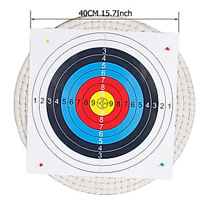 SinoArt Traditional Solid Straw Round 3 Laryes Hand-Made Archery Target Face for Recurve Bow Longbow Shooting Practice with 5 Paper Target Face