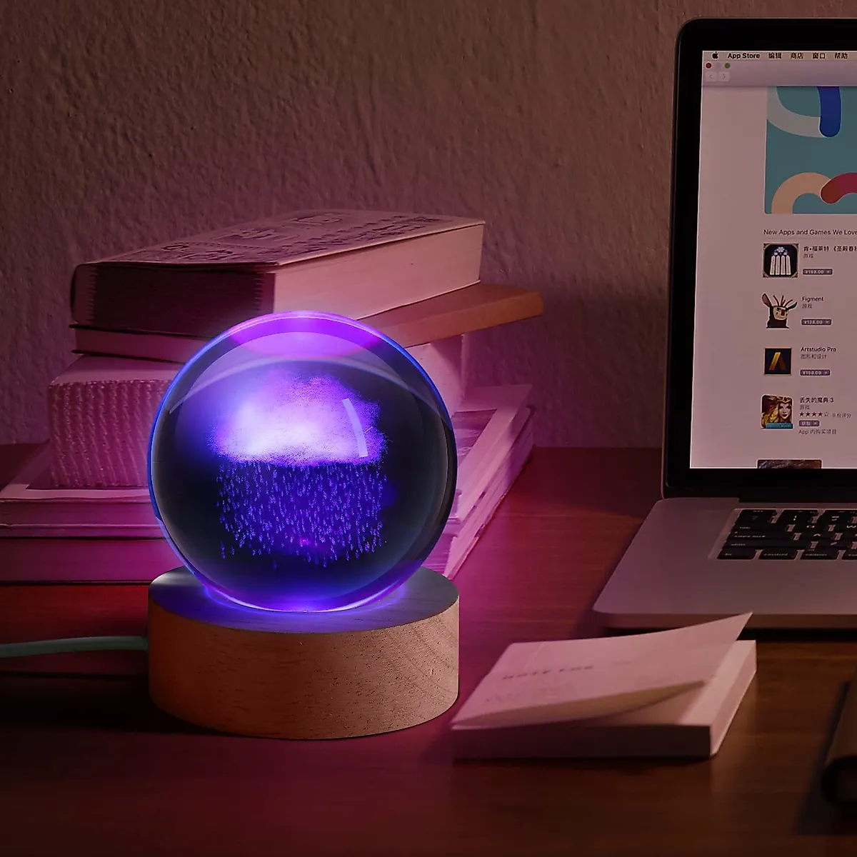 JANARARY 3D Galaxy Crystal Ball Night Light for Kids with Colorful LED Light Base, Color Changing Light with Remote as a Birthday Gift for Teens Boys and Girls, Rainy Cloud Model