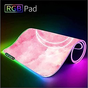Mouse Pads LED RGB Large Pink Cloud Mousepads XXL Desk Gaming Mouse Mat Smooth Surface Computer Mat Overlock Edge Keyboard Pad 30X80Cm/L