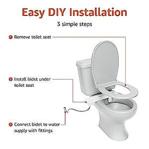 Amazon Basics Nonelectrical Bidet Attachment for Toilet with Water Adjustment, Slim, 16.42" x 4.61" x 3.5"