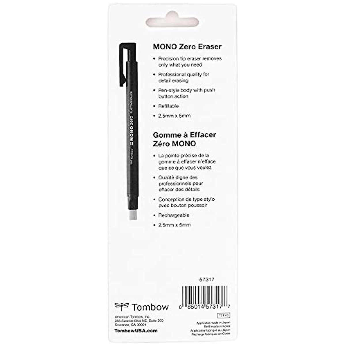 Tombow 57317 MONO Zero Eraser Value Pack, Rectangle 2.5mm. Precision Tip Pen-Style Eraser with Refill