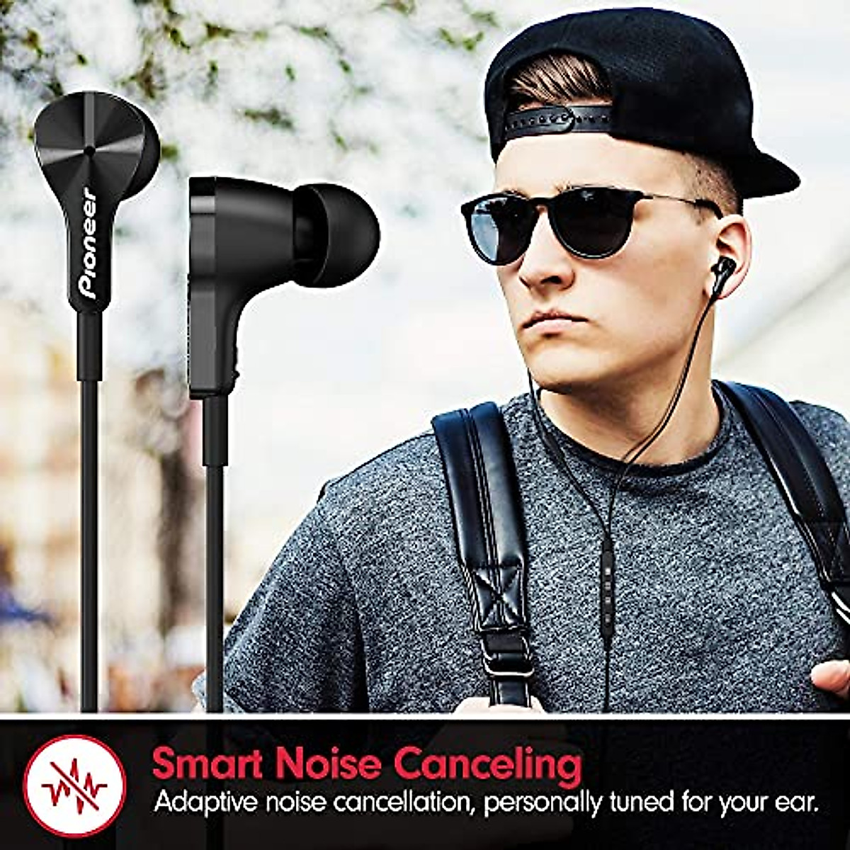 RAYZ Pioneer Pro Lightning & USB-C Wired Earphones/Smart Active Noise Cancelling, Microphone Volume Control | for Apple iPhone Mac iPad, Android, Nintendo Switch, Google Pixel -Onyx
