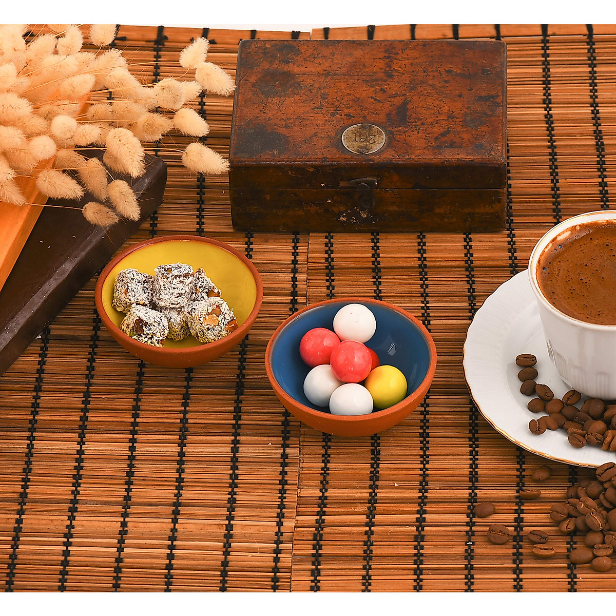 Onquma Ceramic Pinch Bowls - Natural Line and Handcrafted Ceramic Prep Small Sauce Dipping Serving Pinch Bowls - Multicolor Home, Kitchen, Coffee Table Decor| Set of 6, 3.34 x 1.57 x 3.34 inches