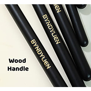 BYNDYLIEN Eye Makeup Brushes - 12pcs Champagne Gold Professional Makeup Brush Set with Soft Synthetic Fiber Hairs and Wood Handle for Eye Shadow, Blending, Concealer, Eyeliner, and Eyebrow