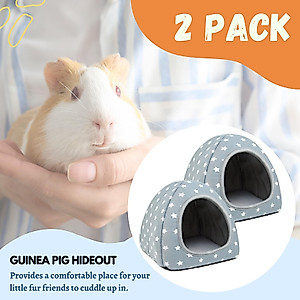 TiereCare 2 Pack Guinea Pig Hideout Bed Washable Guinea Pig Cage Accessories Cozy House Habitat Hide-Out for Chinchilla Hedgehog Small Animal Supplies