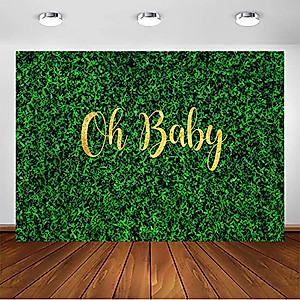 Avezano Oh Baby Green Leaves Backdrop for Baby Shower Decoration 7x5ft Greenery Nature Spring Safari Rustic Lawn Pregnancy Party Gender Reveal Birthday Party Banner Photoshoot Background