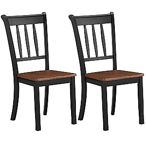 Giantex Wood Dining Chairs Set of 2, Solid Rubber Wood Armless Kitchen Chairs with Non-Slip Foot Pads, Easy to Assemble Dining Side Chair, Farmhouse Dining Room Chairs
