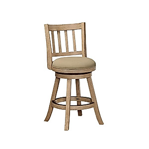 Boraam Sheldon Counter Height Stool, 24-Inch, 1-Pack, Driftwood Wire-Brush and Oatmeal