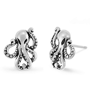 Boma Jewelry Sterling Silver Octopus Stud Earrings